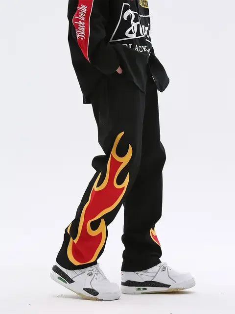 Blaze Runner Baggy Pants by Threadshade – Flame Streetwear Trousers
